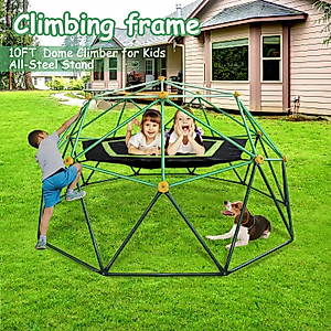 SMkidsport Dome Climber with Canopy, 10 FT Climbing Dome for Kids,1000 LBS Capacity, Rust and UV Resistant Steel, Be Applicable Garden, Backyard, Playground and More Indoor/Outdoor Places (Green)
