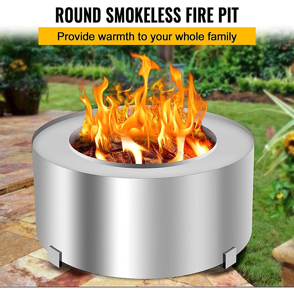 Smokeless Fire Pits Large Wood Burning Fire Pit Carbon Steel Stove Bonfire Fire Pit Portable Outdoor Fire Bowl for Picnic Camping Backyard (28.5 Inch)