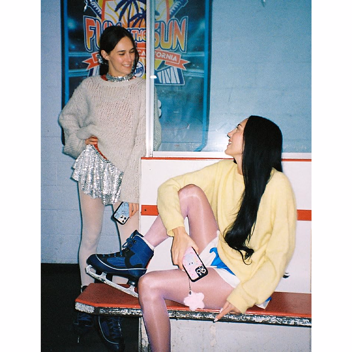 Wildflower Cases - Ice Skates Case, Compatible with Apple iPhone 14 Pro | Blue, Coquette, White, Bows, Trendy, Gift - Protective Black Bumper, 4ft Drop Test Certified, Women Owned Small Business