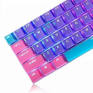 Ussixchare Backlit Keycaps 60 Percent 87/104 PBT Key Caps Set for 60% Mechanical Gaming Keyboard Gateron Kailh MX Switches (Violet)