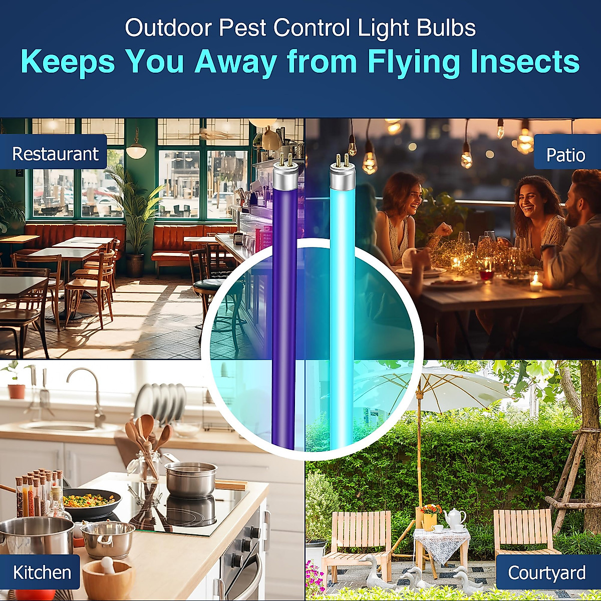 Qualirey 4 Pack 32050 6W Replacement UV Light Bulbs, T5 6W UV Fluorescent Tubes Compatible with DynaTrap DT2000XL, DT2000XLP, DT3012, 8.9" Fly Trap Light Bulb for Indoor Outdoor Mosquito Flying Insect