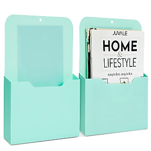Okuna Outpost 2 Pack Mint Magnetic File Holder, Wall File Folder Organizer for Refrigerator, Cabinets, Magazines, Mail, Paper, Letters, Office Supplies (10 x 13 In)