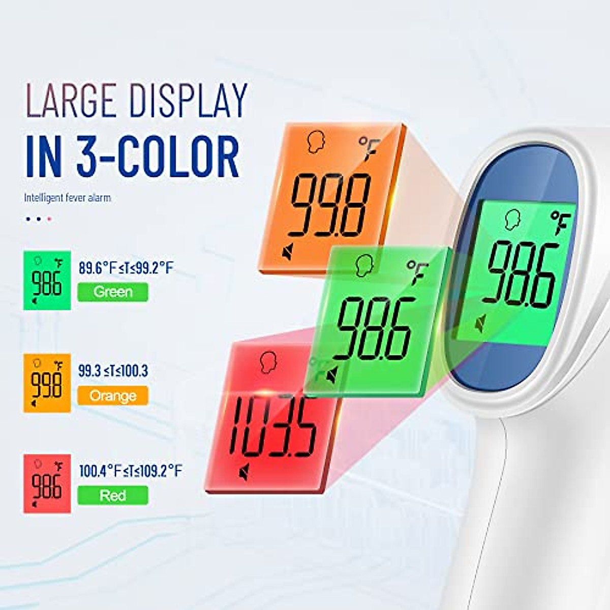 Touchless Thermometer for Adults, Digital Infrared Thermometer Gun with Fever Alarm, Forehead and Object 2 in 1 Mode, Fast Accurate Results (White)