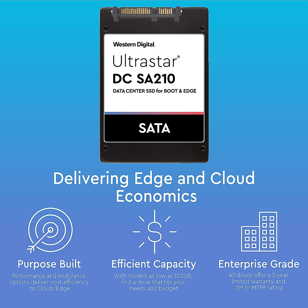 HGST Ultrastar SA210 960GB SATA 6Gb/s 2.5-Inch x 7mm Enterprise Solid State Drive - HBS3A1996A7E6B1