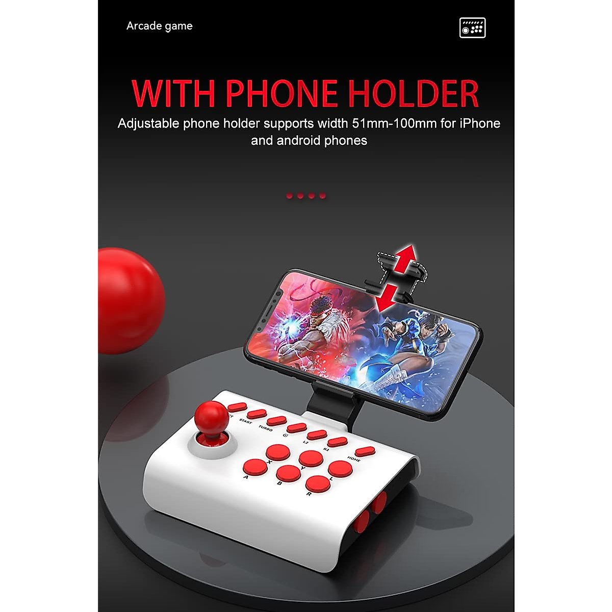 arVin Arcade Fight Stick Joystick Game Controller for iPhone iOS Android PC Fighting Stick for Nintendo Switch/PS3/PS4 Arcade Rocker Gamepad with Turbo & Marco for Emulators/Cloud/PS Remote Play/Steam
