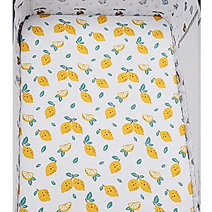 100% Jersey Knit Cotton Bassinet Sheet Set 2 Pack (33" x 19"), Ultra Soft Stretch Compatible with Mika Micky, Baby Delight, Dream On Me, Amke and Other Rectangle Mattress, Lemon and Strawberry