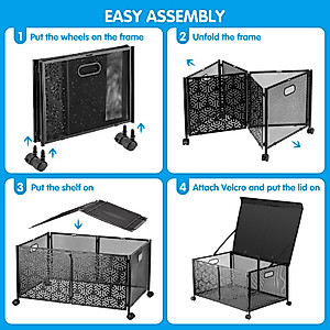 SU SAFE-UP Toy Box Storage,Collapsible Sturdy Storage Bins with Lids,70L Toy Storage Organizer,Metal Toy Storage Box with Wheels,Large Toy Box for Boys and Girls, for Nursery, Closet (1Pack)