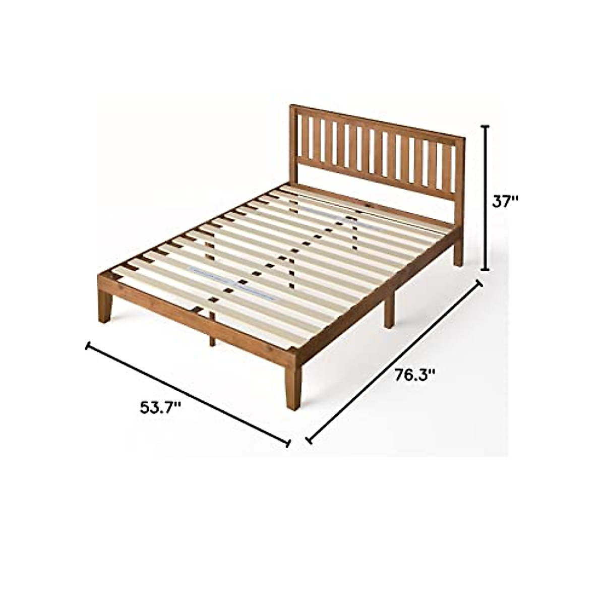 ZINUS Alexia Wood Platform Bed Frame with headboard / Solid Wood Foundation with Wood Slat Support / No Box Spring Needed / Easy Assembly, Rustic Pine, Full