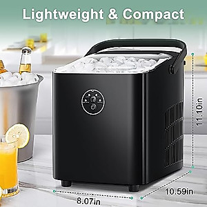 Ice Makers Countertop,Ice Maker Machine 9 Mins 8 Bullet Ice,26.5lbs/24Hrs,Portable Ice Maker Machine with Self-Cleaning,Ice Scoop&Basket,for Home/Kitchen/Office/Party/RV