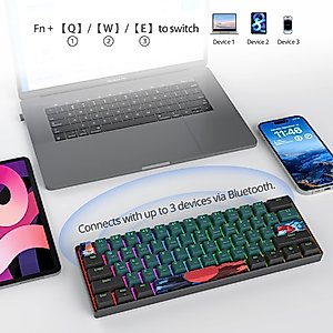 surmen GT61 Wireless 60% Keyboard, Mini RGB Mechanical Gaming Keyboard 60 Percent Hot-Swappable with Linear Gateron Switch Type-C/Bluetooth 5.0 Programmable (Gateron Yellow, Sound Wave 61)