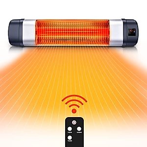 Wall Mounted Electric Heater, 1500W Hanging Space Heater w/Remote, Timer&1s Fast Heat, Overheat Protection, Super Quiet Waterproof Outdoor Patio Heater, Garage Heaters for Indoor Use