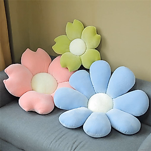 Uewidiod Flower-Shaped Daisy Pillow Sofa Cushion Round Center Flower Chair Cushion Bay Window Tatami Decoration Office Cushion car Cushion (40*40cm/16*16inch, Sunflower Yellow-Brown)