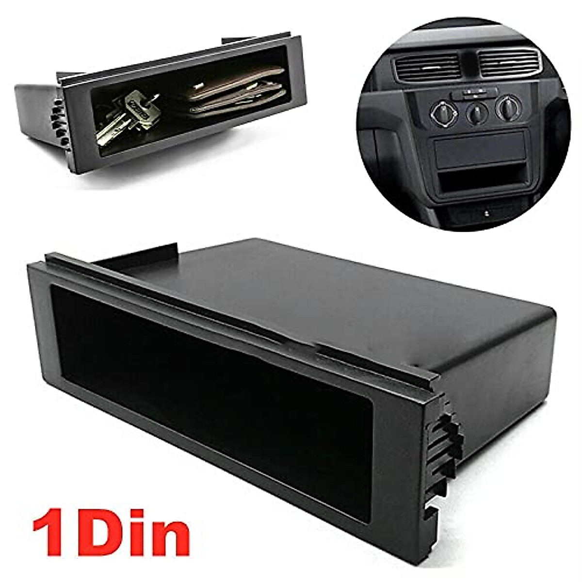SIGRID Universal Car Double 1 Din Dash Cup Holder Storage Box Plastic for Stereo Radio