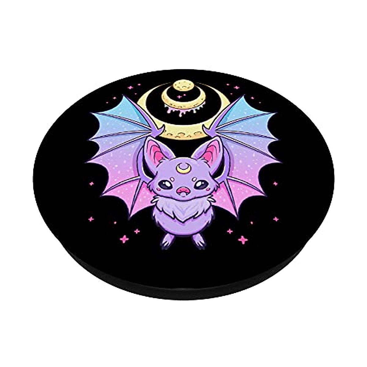 Kawaii Pastel Goth Cute Creepy Crescent Moon Bat PopSockets Swappable PopGrip