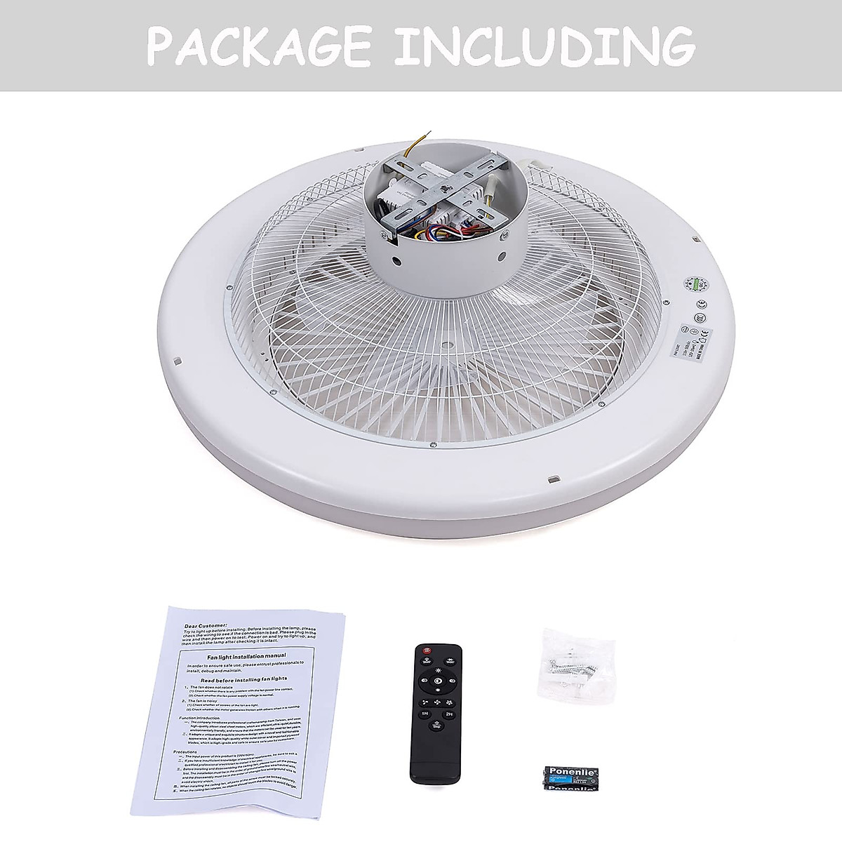 TFCFL 22 Inch Ceiling Fan with Light and Remote Control,Dimmable Modern LED Semi Flush Mount Light Fandelier,Enclosed Ceiling Fan,Quite Motor,for Home Living Room