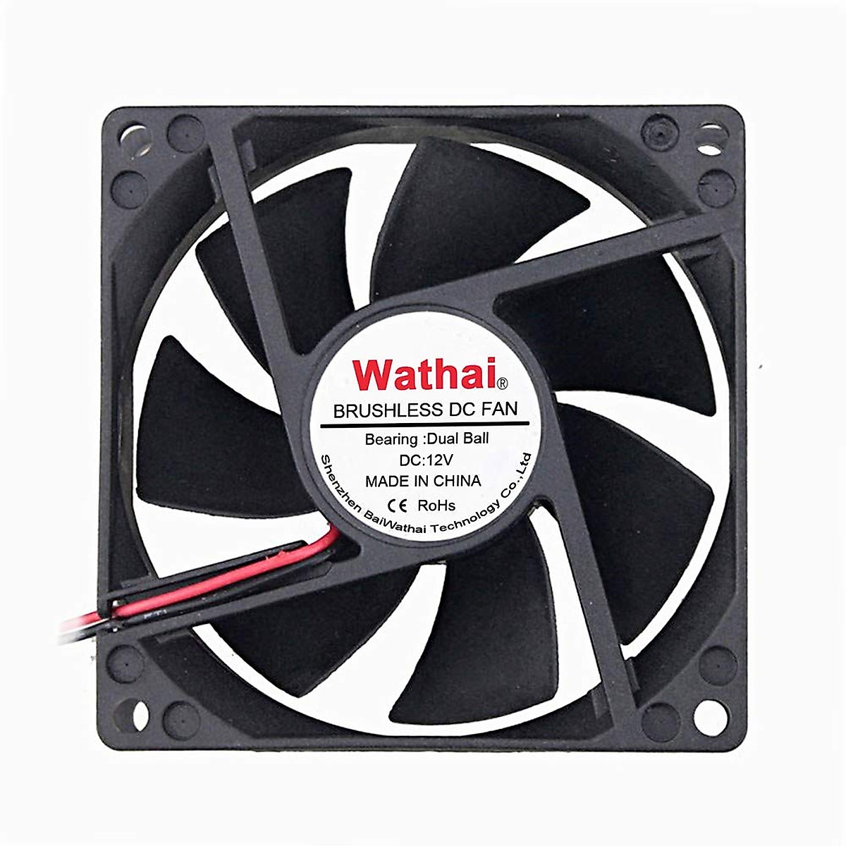 Wathai 80mm x 25mm DC Brushless Case Cooling Fan 12V 0.35A Ball Bearing 4500RPM High Speed