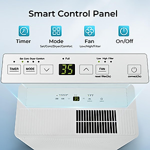 Euhomy 4500 Sq.Ft Energy Star Dehumidifier for Basement with Drain Hose,50 Pint to 110 Pint Large Dehumidifier with 1.59 Gallon Water Tank and Auto Shut-off and 4 Operation Modes for Home