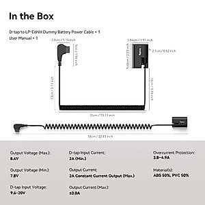 SmallRig D-TAP to LP-E6NH Dummy Battery, LP-E6NH Coiled Power Cable for Canon R5, R5 C, R6, R7, R, 5D II/III/IV, 6D, 6D II, 7D, 7D II, 60D, 60Da, 70D, 80D, 90D, XC10, XC15, 5DS, 5DS R Cameras - 4252