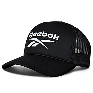 Reebok Trucker Mesh-Back Cap with Adjustable Snapback for Men and Women (One Size Fits Most), Black
