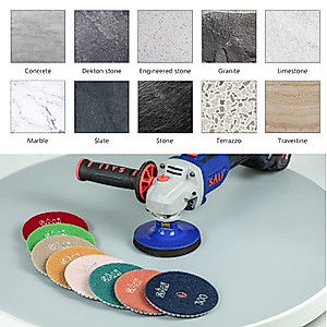 Sali 10 Pack Diamond Polishing Pads 4 Inch Wet/Dry Granite Stone Polish Pad Kit for Drill, Grinder, Polisher Polishing Pad for Concrete Marble Stone Countertop Quartz 3000 Grit