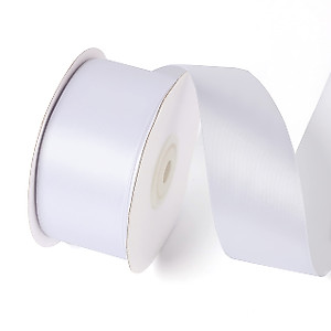 1-1/2 Inch Single Face Solid Color Satin Ribbon Roll, Ribbons Great for Gift Wrapping, Crafts, Wedding Party Decoration, Hair Bows Making and Other Sewing Projects (1-1/2" X 25 Yards, White)
