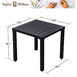 Sophia & William Small Metal End Side Table, Indoor Outdoor Square Bistro Tables, Portable Coffee Table, Rust & Weather Resistant, Black, 18.9"