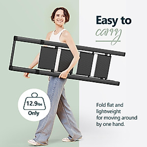 WOA WOA 4-Step Ladder with Widen Pedals, Lightweight Folding Aluminum Ladder with Anti-Slip Feet for Home, Kitchen High Cabinet - 330 lbs Load - Black