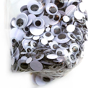 Ayedvan 2300 Pieces 5mm -24mm Black Wiggle Googly Eyes with Self-Adhesive，It Can Be Used for Decoration and Pranks