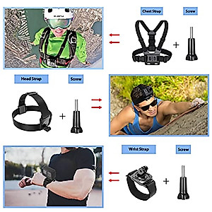 HONGDAK Action Camera Accessories Kit for GoPro Hero 11 10 9 Black, Waterproof Housing+Silicone Case+3-Way Adjustable Arm+Head Chest Wrist Strap+Bike Mount+Suction Cup+Floating Grip Bundle Set 63 in 1