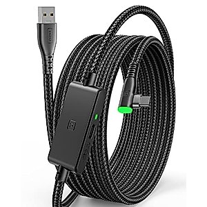 INIU Link Cable, [16FT 5m] VR Cable Compatible with Meta Oculus Quest 2 Pico Accessories and Gaming PC Steam VR, USB 3.0 5Gbps Data Transfer Type C Cable, Separate USB C Charging Port for VR Headset