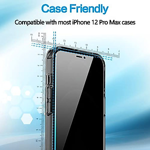 [2 Pack] Privacy Screen iPhone 12 Pro Max Full Edge Coverage Tempered Glass Screen Protector for iPhone 12 Pro Max, Anti-Spy, Shatterproof, Bubble Free, Anti-Fingerprint, Touch Sensitive, Case Friendly, Easy Installation