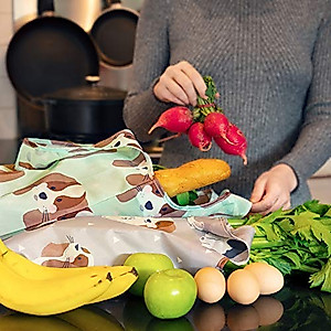 Momiji Premium Reusable Grocery Shopping Bags, Unique European Artists, Certified Recycled Polyester, Set of 2 Bags, Foldable, Eco-Friendly, Machine Washable, Lightweight (Cute Cavalier Dog)