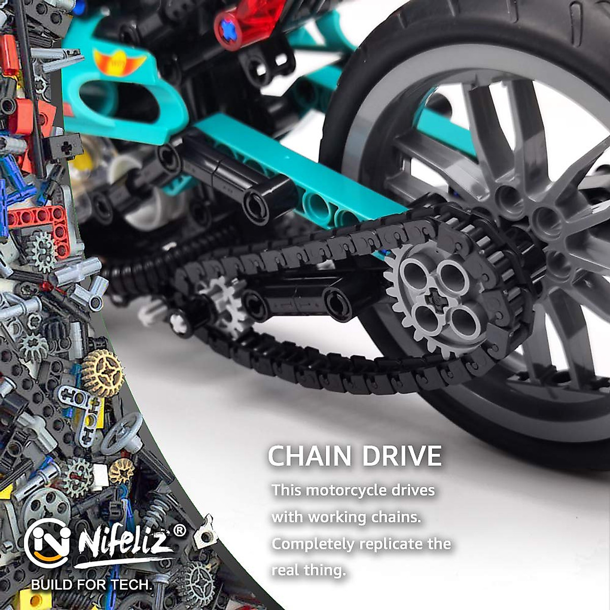 Nifeliz Cafe Racer Motorcycle Building Kit (431 Pieces)