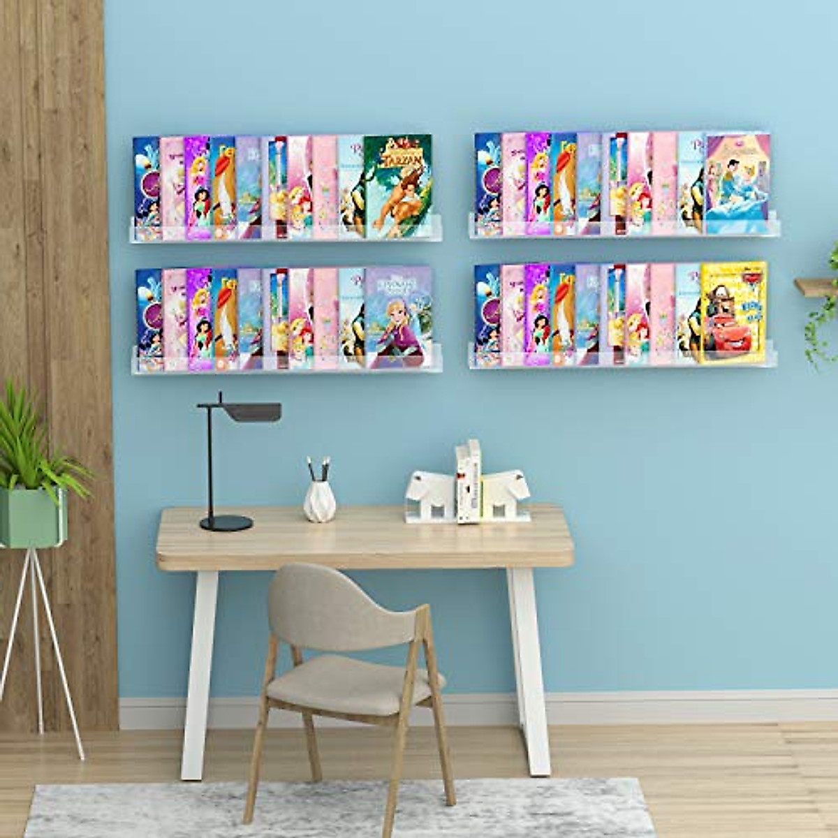 NIUBEE Kids Acrylic Floating Bookshelf 36 Inch,Clear Invisible Wall Bookshelves Ledge Book Shelf,50% Thicker with Free Screwdriver