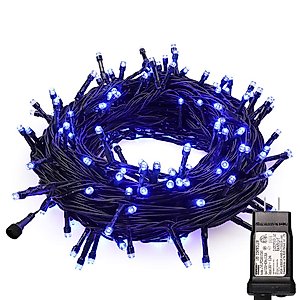 MYGOTO 33FT 100 LEDs String Lights,Green Wire Waterproof Fairy Lights 8 Modes 30V UL Certified Plug in Xmas Lights for Home, Garden, Wedding, Party, Christmas Decoration Indoor Outdoor (Blue)