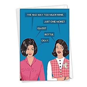NobleWorks - 1 Funny Happy Birthday Card - Sarcastic Retro Humor, Bluntcard Stationery (Buyer Discretion Advised) - One More Bottle C2998BDG