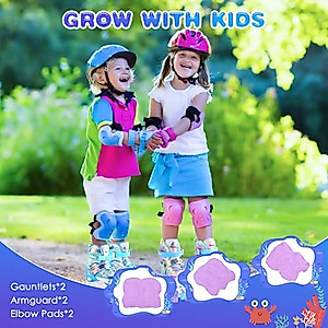 Mermaid Kids Roller Skates Adjustable Roller Skates with Light Up Wheels for Kids, Beginner, Girls, Boys Outdoor Roller Skating for Toddlers, Skating Shoes for Ages 3-12