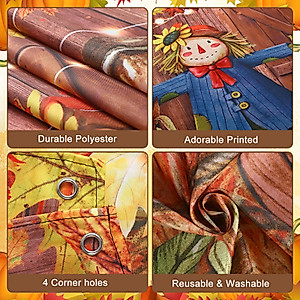 WovWeave Fall Thanksgiving Banner Autumn Party Background Decorations Fall Pumpkin Maple Backdrop for Thanksgiving Harvest Birthday Baby Shower Photo Booth Props Supplies Party, 72.8 x 43.3 Inch