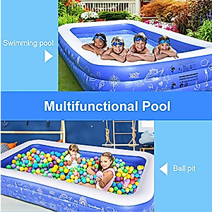 FC Design Backyard Swim Center for Kids, Adults, Babies, Toddlers, Blow up Large Rectangular Patio Garden Outdoor Inflatable Family Swimming Pools with Electric Air Pump Included, 117"D x 68"W x 22"H