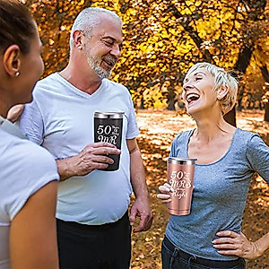 Patelai 2 Pieces 50th Wedding Anniversary Coffee Mug, 50 Years of Being MR/MRS Always Right Gifts Set for Grandparents Couple, 20 oz Mug Tumbler with Lids and Gift Box (Black, Rose Gold)