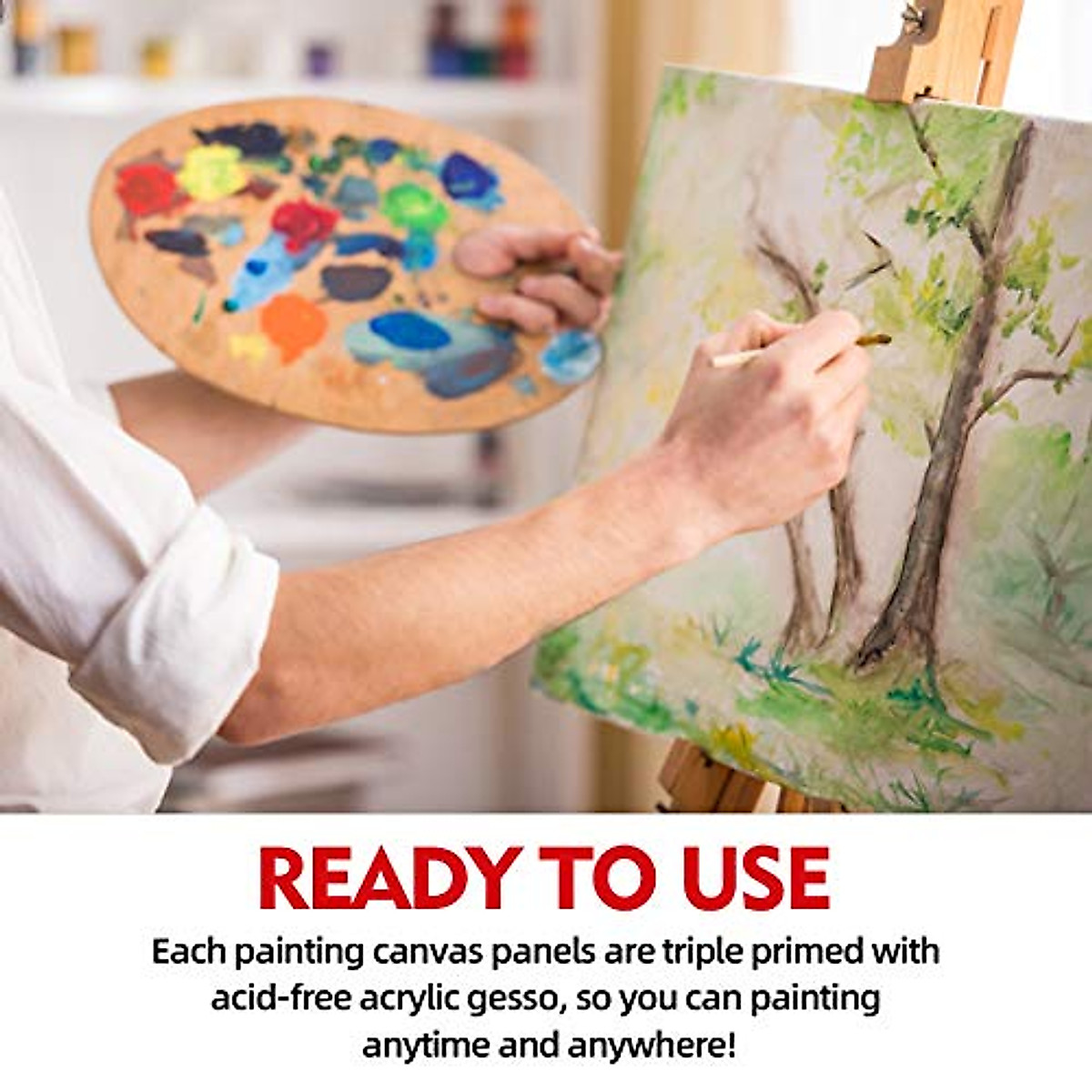 YRYM HT Painting Canvas Panels - 12 Pack 8 x 10 Inch Triple Primed Pure Cotton Canvas Boards for Painting, Oil, Acrylic, Watercolor, Acid-Free for Artists, Painters, Kids, Students