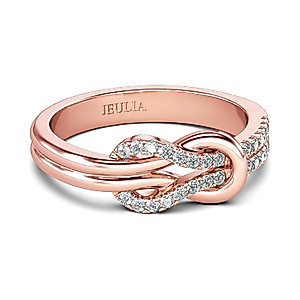 Jeulia Knot Design Band Classic Rings for Women cz Sterling Silver Eternity Rings Wedding Engagement Anniversary Promise Rings Bridal Sets (Rose Gold, 7)
