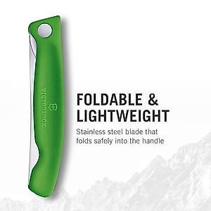Victorinox Swiss Classic Foldable Paring Knife, Wavy Edge Green 4.3 in