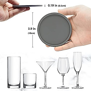 Silicone Drink Coasters by Cilnizriy, Heat Resistant, Soft Coaster for Tabletope Protection, Furniture from Damage (Grey, 6)