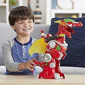 Power Rangers Playskool Heroes Red Ranger & Dragon Thunderzord, 3" Action Figure, 14" Zord, Lights & Sounds, Collectible Toys for Kids Ages 3 & Up