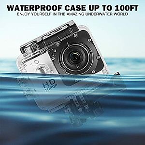 Azhejiang Waterproof Action Camera-1080P 12MP Full HD Sports Camera Underwater 30M, 140 Degree Wide-Angle Mini DV Camcorder with Multi Accessories