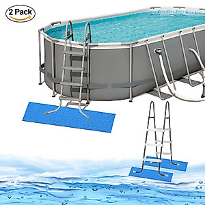 35x15Inch Pool Ladder Mat, Protective Swimming Ladder Step Stair Non-Slip Mat for Above Ground Pools, Blue 2Pack