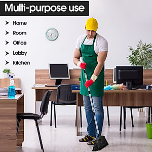 10 Pack Heavy Duty Broom Bulk, Outdoor Indoor Broom Commercial Angle Broom with Adjustable Long Handle Stiff Bristles Broom with 47 Inch Broomstick for Home Kitchen Office Patio Lobby Floor Sweeping