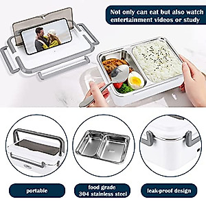 Brynnl Electric Lunch Box Heated Lunch Box for Work/Car/Home, 2023 Upgrade Food Heatable Lunch Box for adults, Portable Lunch Box Durable 304 Stainless Steel Container with Spoon Fork Carrying Bag