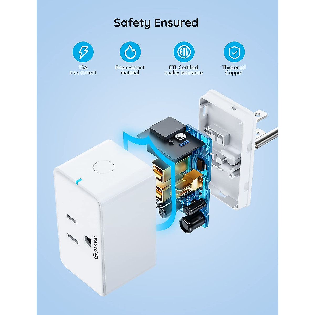 Govee Smart Plug, WiFi Bluetooth Outlets 4 Pack Bundle Smart Light Bulbs, WiFi Bluetooth Color Changing Light Bulbs Work with Alexa and Google Assistant